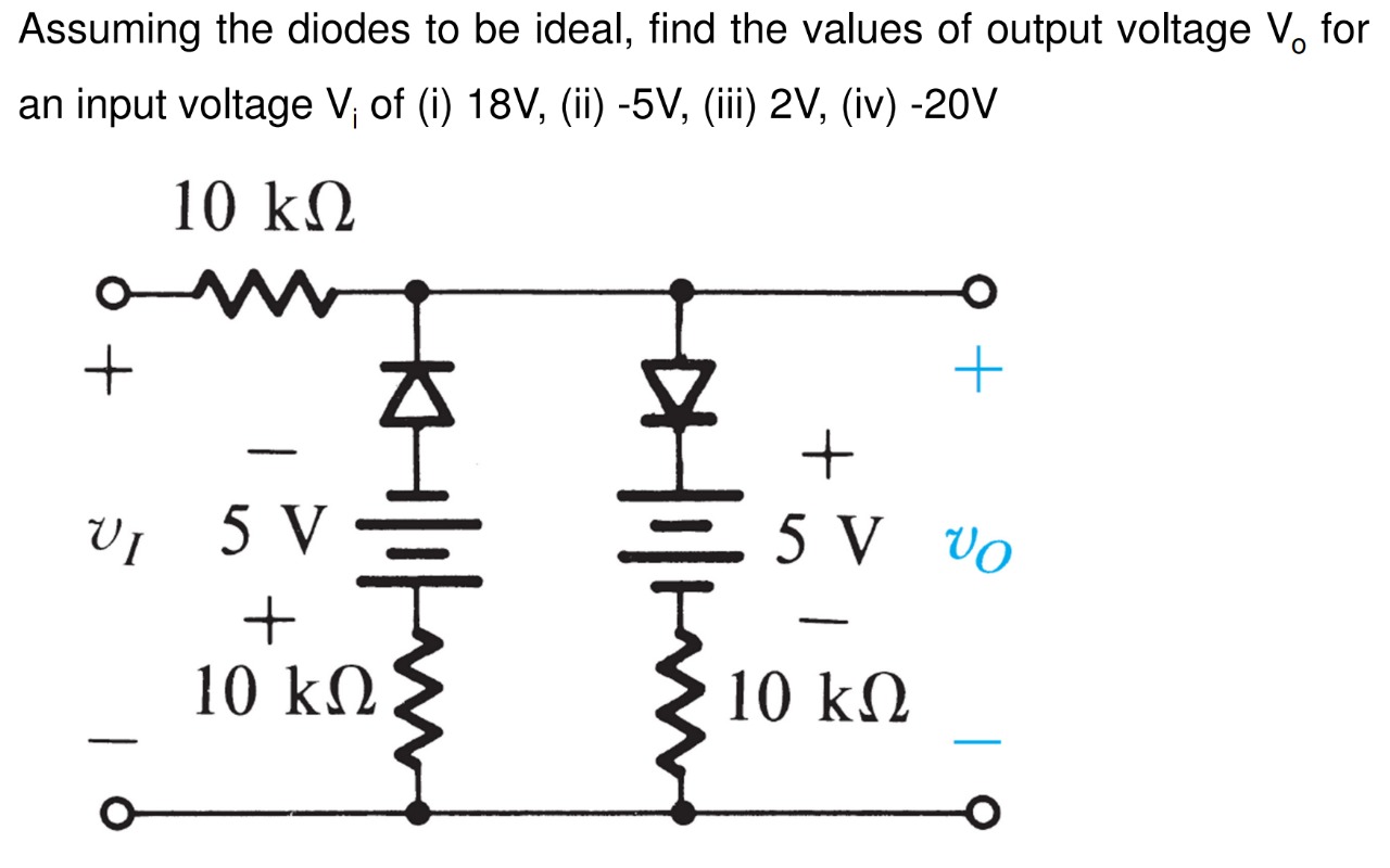 Solved Assuming the diodes to be ideal, find the values of | Chegg.com