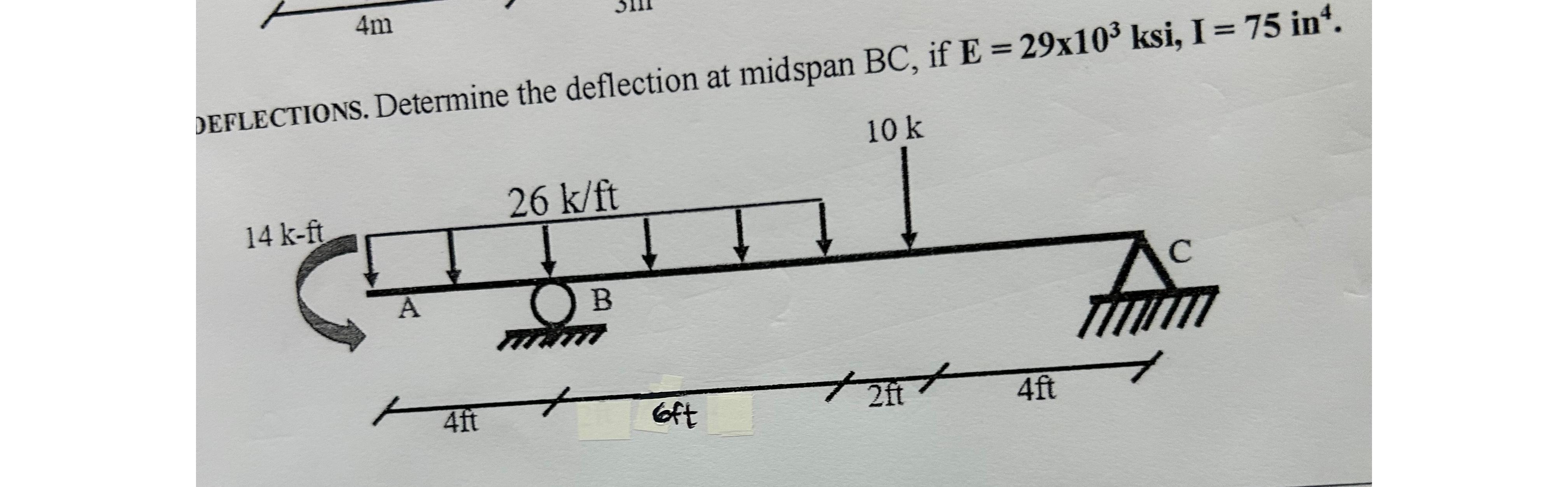 Solved Determine the deflection at midspan BC, ﻿if | Chegg.com
