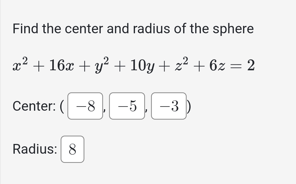 Solved Find the radius of the sphere | Chegg.com