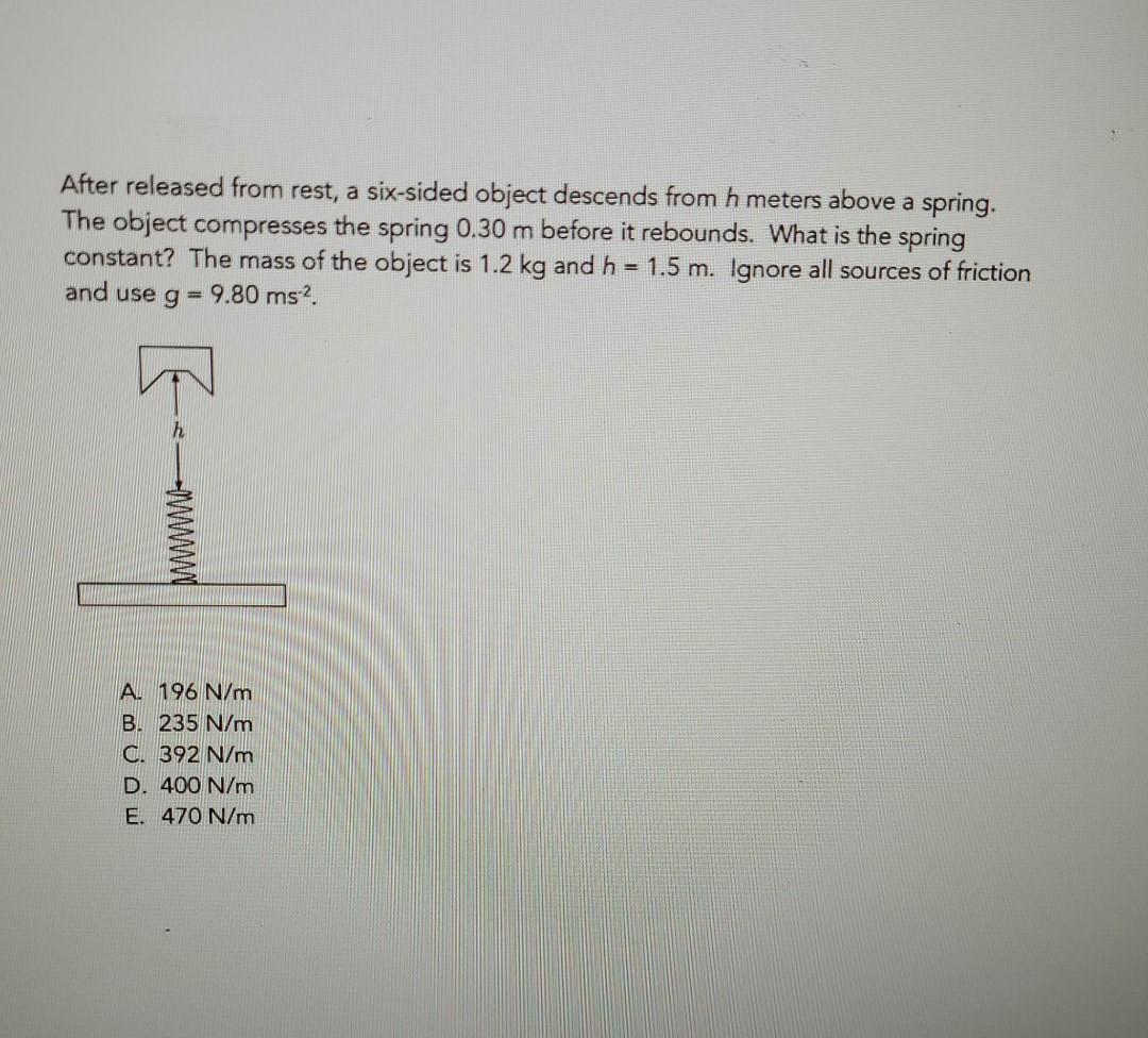 Solved After released from rest, a six-sided object descends | Chegg.com