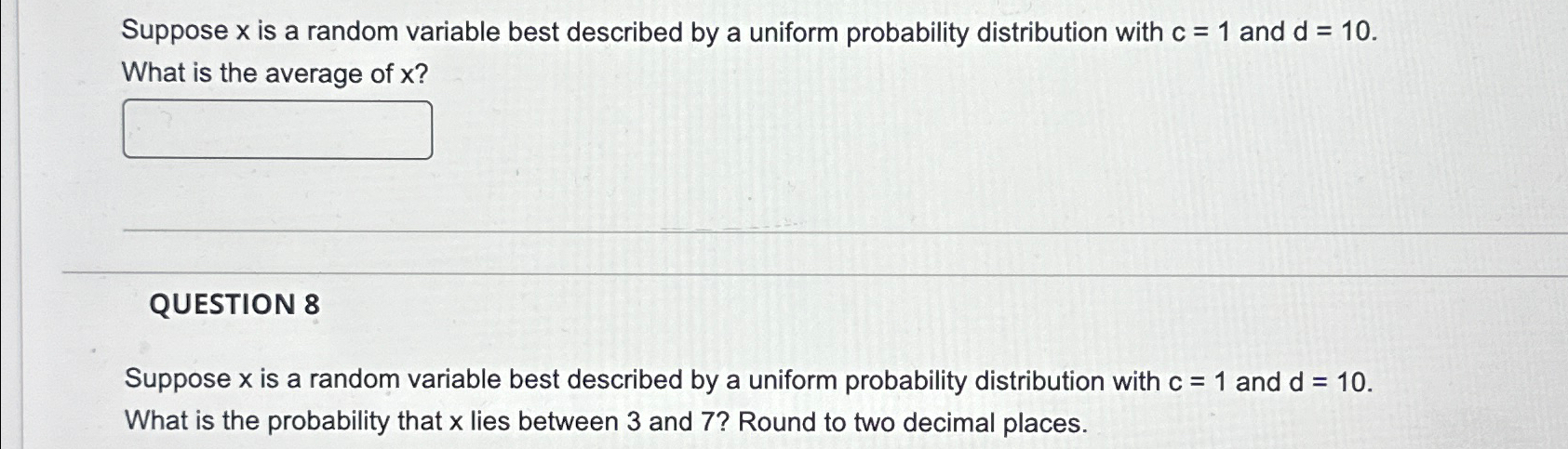 Solved Part ASuppose x ﻿is a random variable best described | Chegg.com