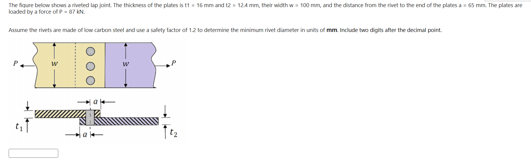 Solved The figure below shows a riveted lap joint. The | Chegg.com