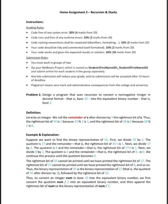 Solved Home Assignment 2 Recursion And Stacks Instructions
