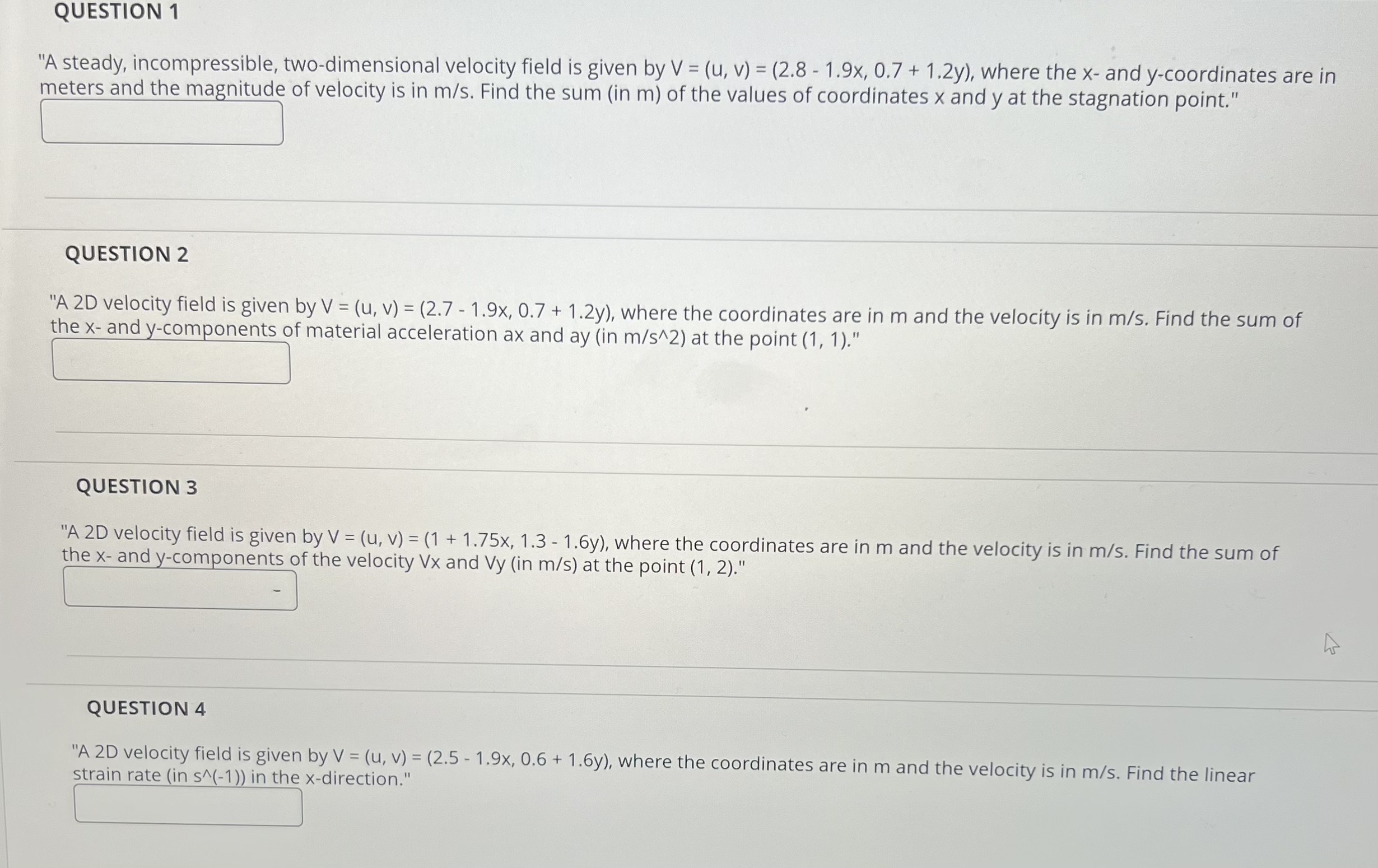 Solved QUESTION 1"A steady, incompressible, two-dimensional | Chegg.com