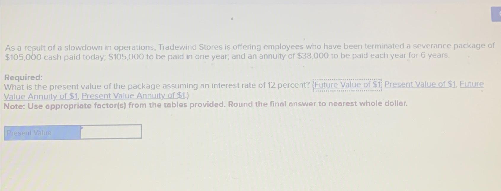 Solved As a result of a slowdown in operations, Tradewind | Chegg.com