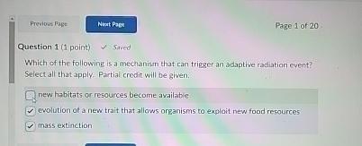 Solved Page 1 ﻿of 20Question 1 ( 1 ﻿point)saredWhich of the | Chegg.com