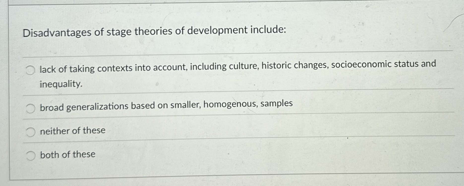 Solved Disadvantages of stage theories of development | Chegg.com