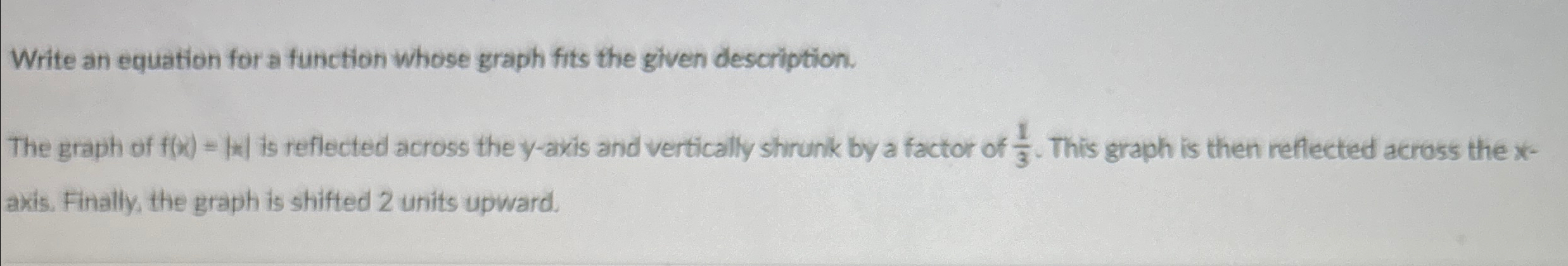 Solved Write an equation for a function whose graph fits the | Chegg.com