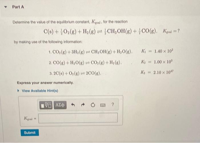 Solved ± Combining Equilibrium Constants It Is Possible To