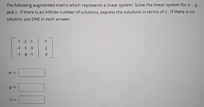 Solved The following augmented matrix which represents a | Chegg.com