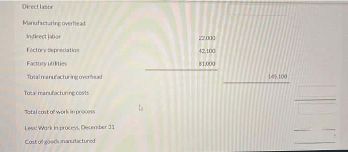 Solved An incomplete cost of goods manufactured schedule is | Chegg.com