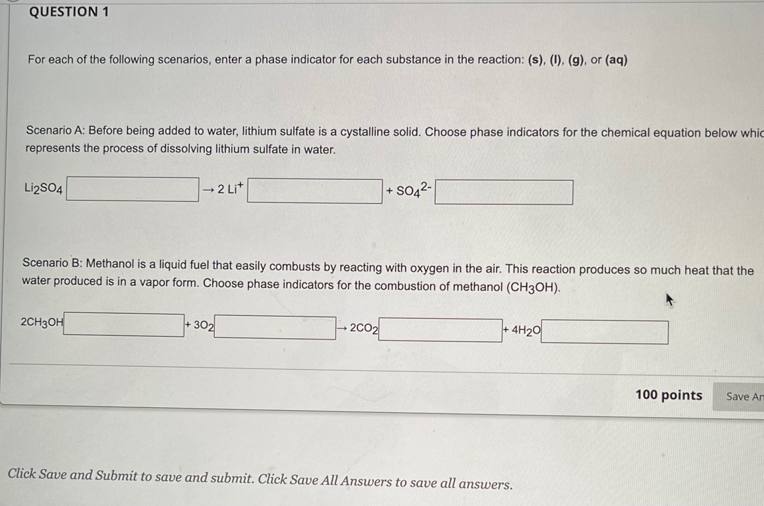 Solved QUESTION 1For each of the following scenarios, enter | Chegg.com