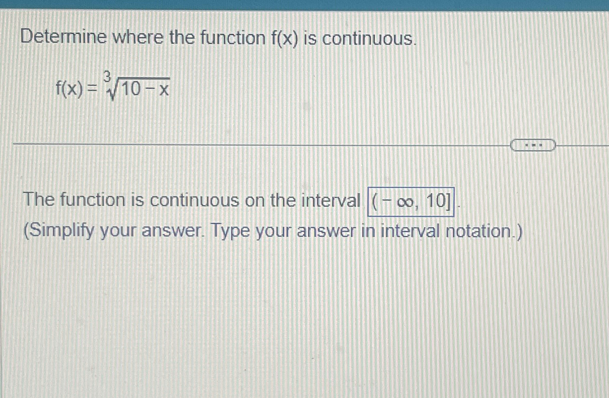 Solved Determine Where The Function F X ﻿is
