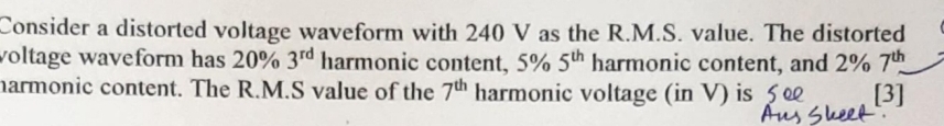 Solved Consider a distorted voltage waveform with 240V ﻿as | Chegg.com