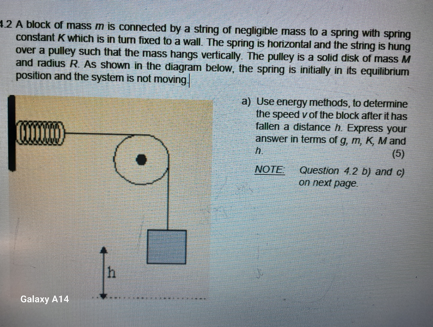 Solved 1.2 ﻿A block of mass m ﻿is connected by a string of | Chegg.com