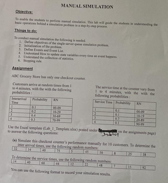 Objective: To enable the students to perform manual | Chegg.com