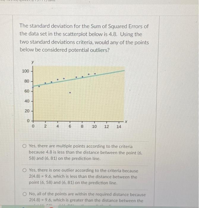 Solved The standard deviation for the Sum of Squared Errors | Chegg.com