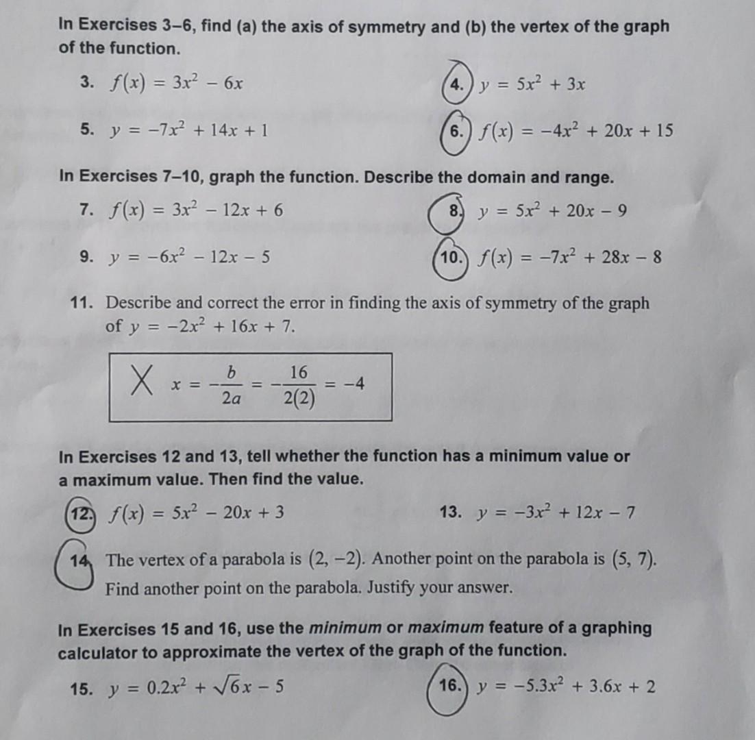 Solved In Exercises 3-6, find (a) the axis of symmetry and | Chegg.com