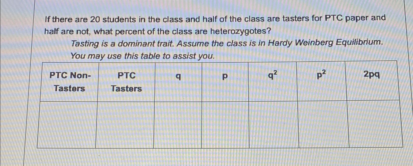 Solved If there are 20 ﻿students in the class and half of | Chegg.com