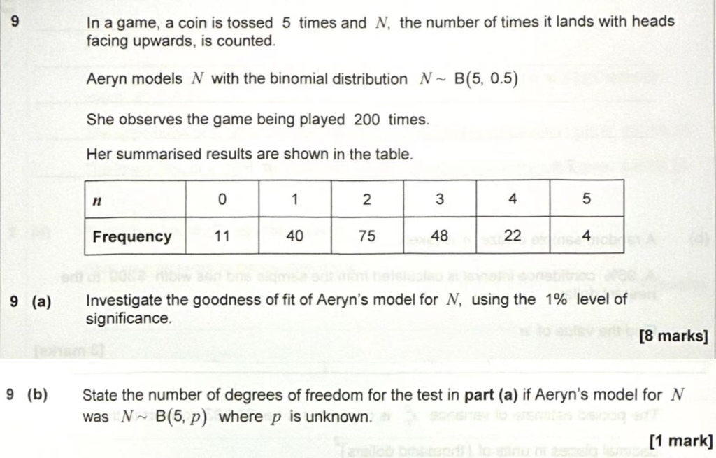 Solved 9In a game, a coin is tossed 5 ﻿times and N, ﻿the | Chegg.com