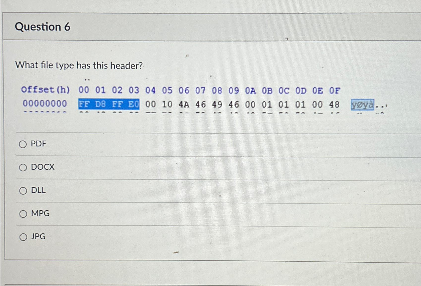 Solved Question 6What file type has this | Chegg.com