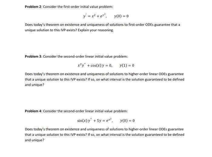 Solved Problem 2 Consider The First Order Initial Value