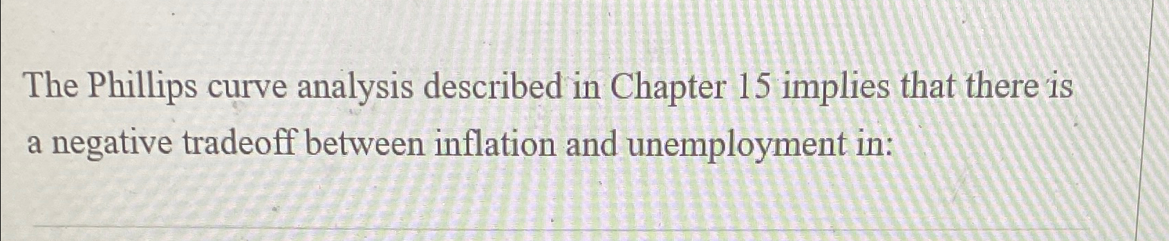 Solved The Phillips curve analysis described in Chapter 15 | Chegg.com