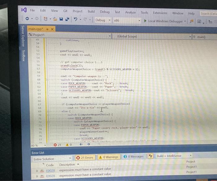 Solved For some reason my code isnt compiling if you could | Chegg.com