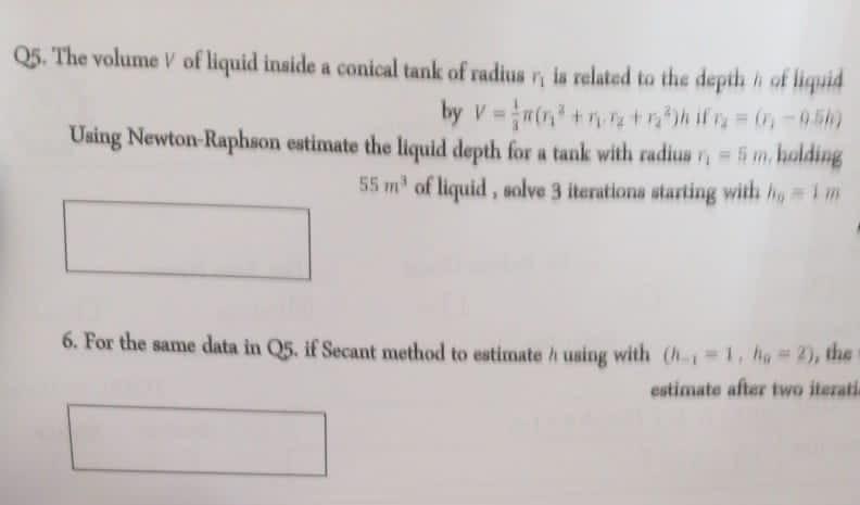 Solved 55. The volume V of liquid inside a conical tank of | Chegg.com
