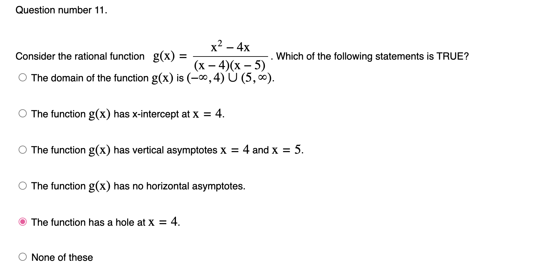 Solved Question number 11.Consider the rational function | Chegg.com