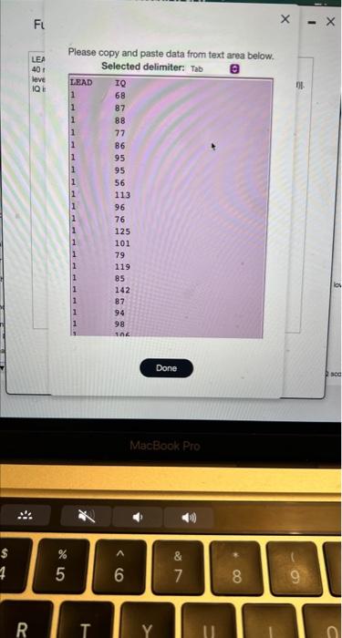 Please copy and paste data from text area | Chegg.com