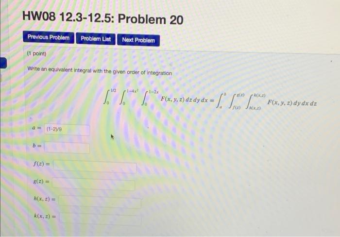 Solved HW08 12.3-12.5: Problem 20 Previous Problem Problem | Chegg.com