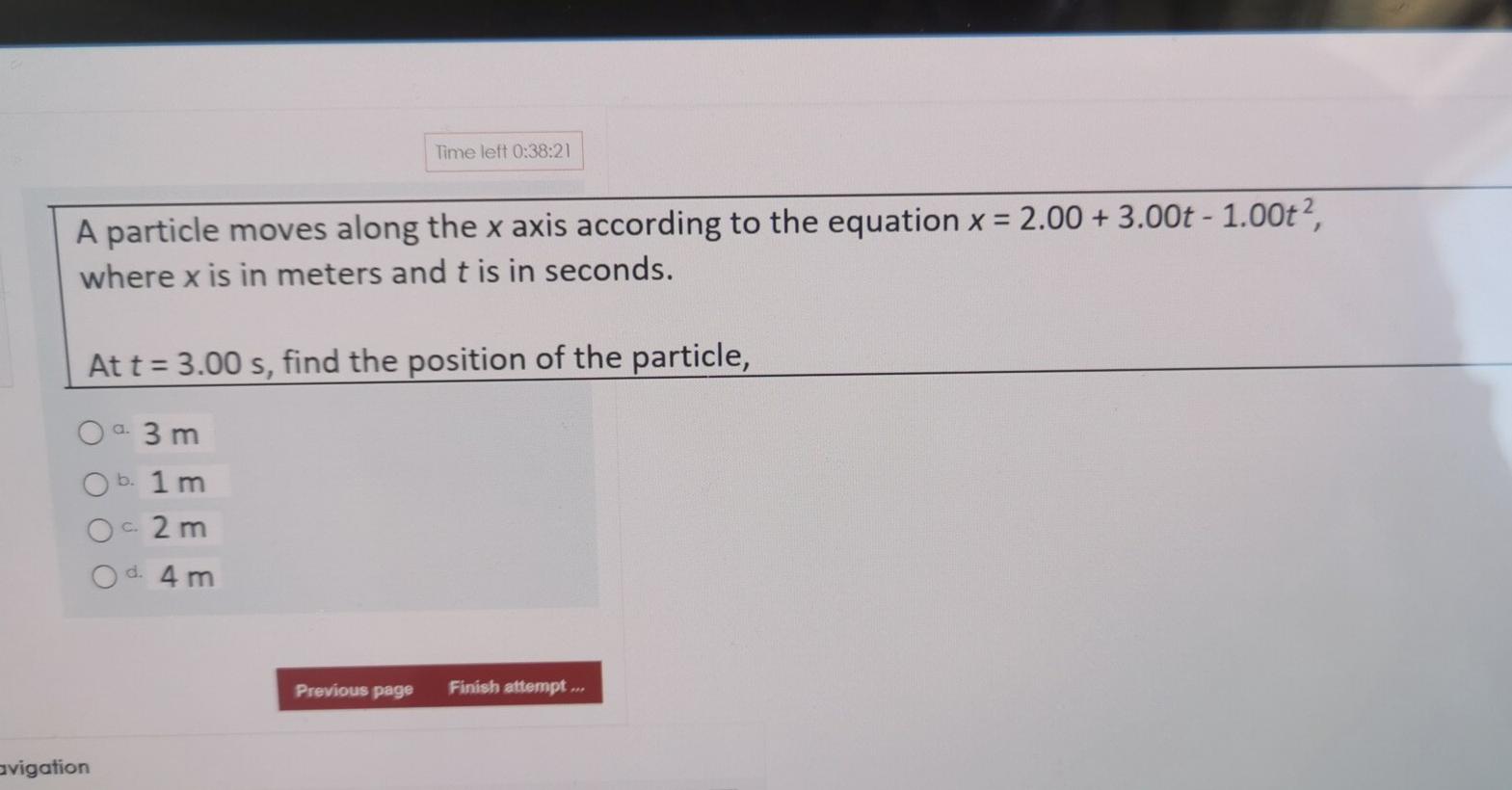 Solved Time left 0:38:21 A particle moves along the x axis | Chegg.com