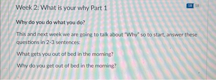 Solved Week 2: What is your why Part 1 Why do you do what | Chegg.com