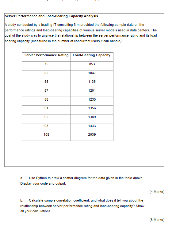 Solved Server Performance and Load-Bearing Capacity | Chegg.com