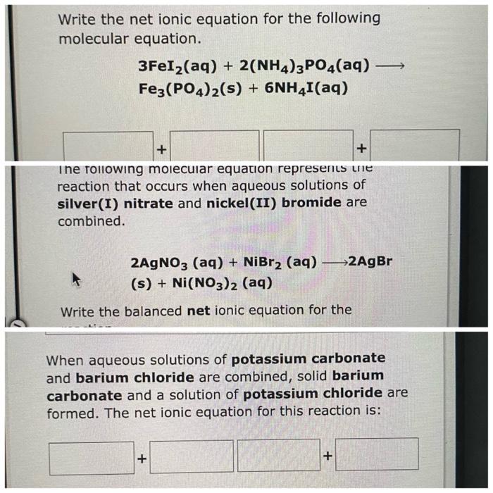 Solved Write the net ionic equation for the following | Chegg.com