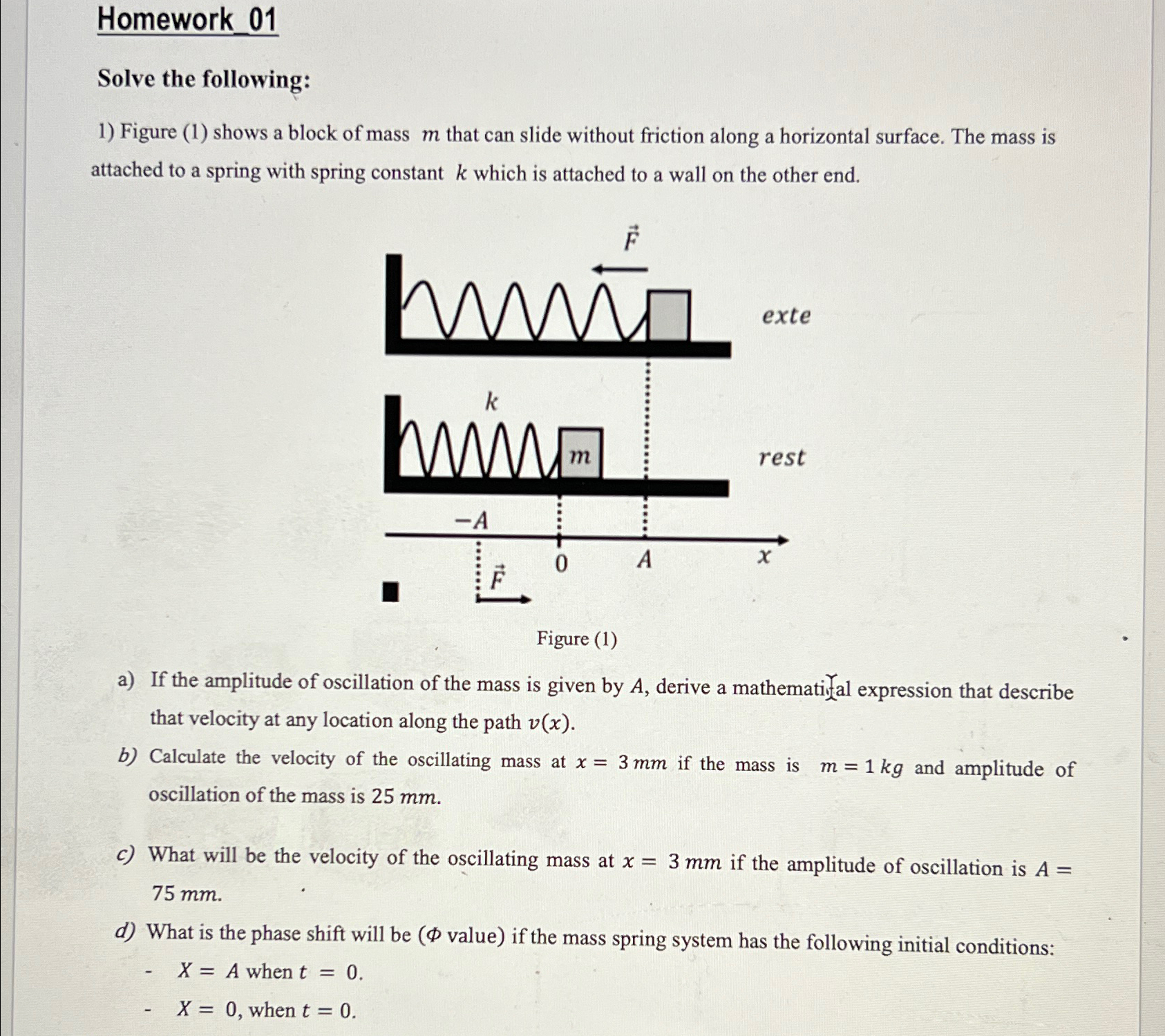 Homework 01\\nSolve the following:\\nFigure (1) shows | Chegg.com