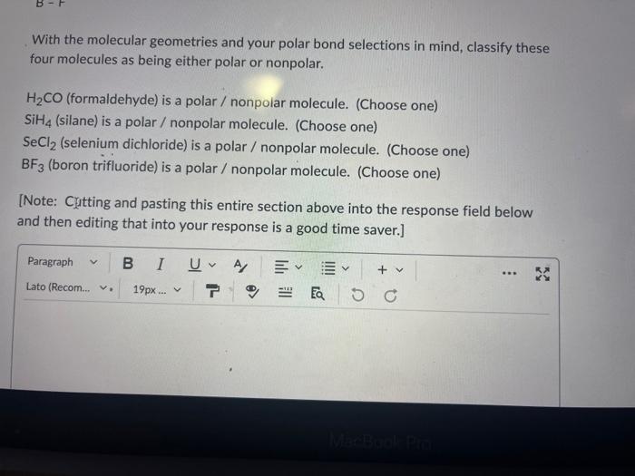 Solved Evaluate the four molecules shown below in a | Chegg.com