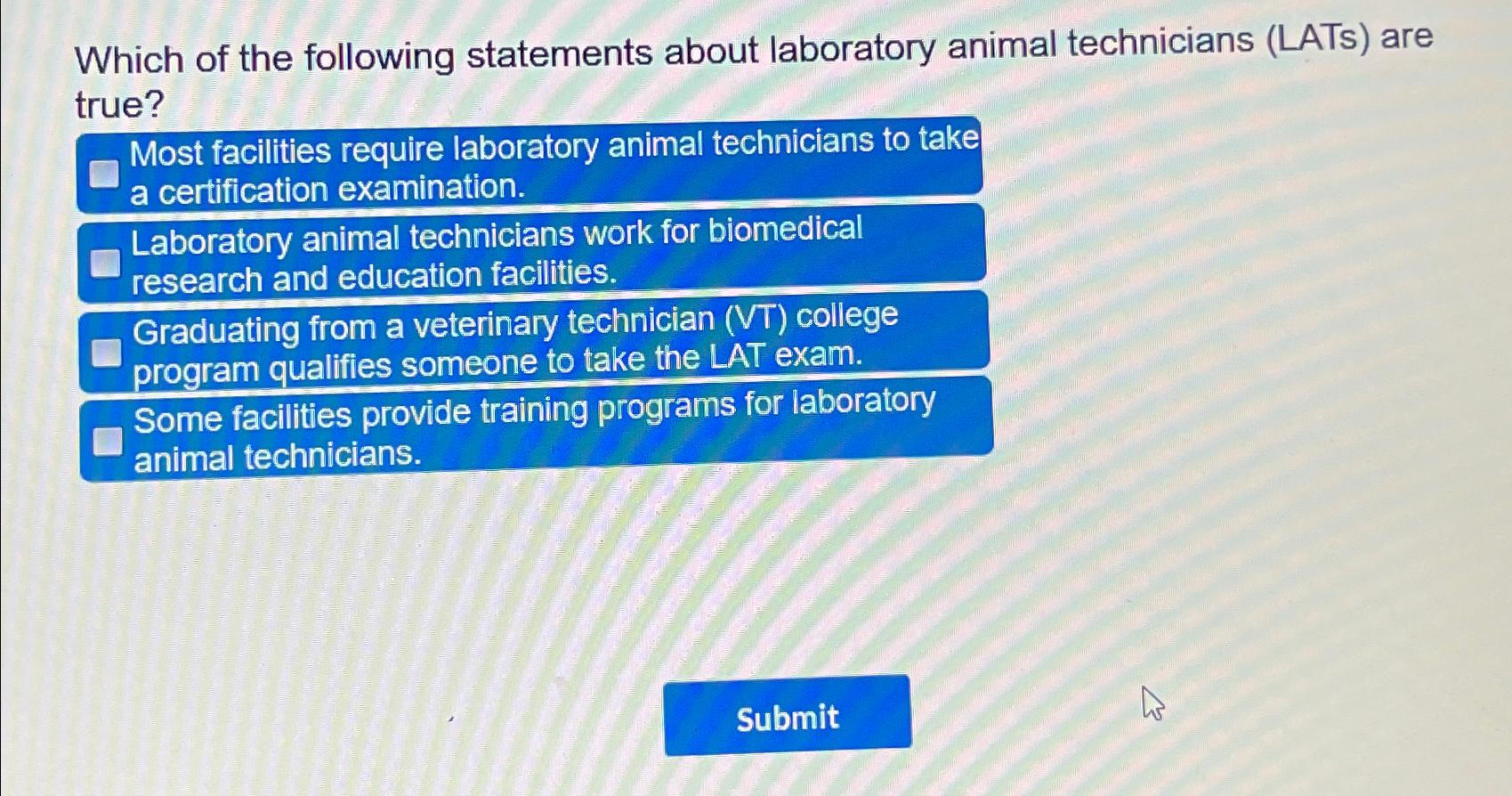 Solved Which of the following statements about laboratory | Chegg.com