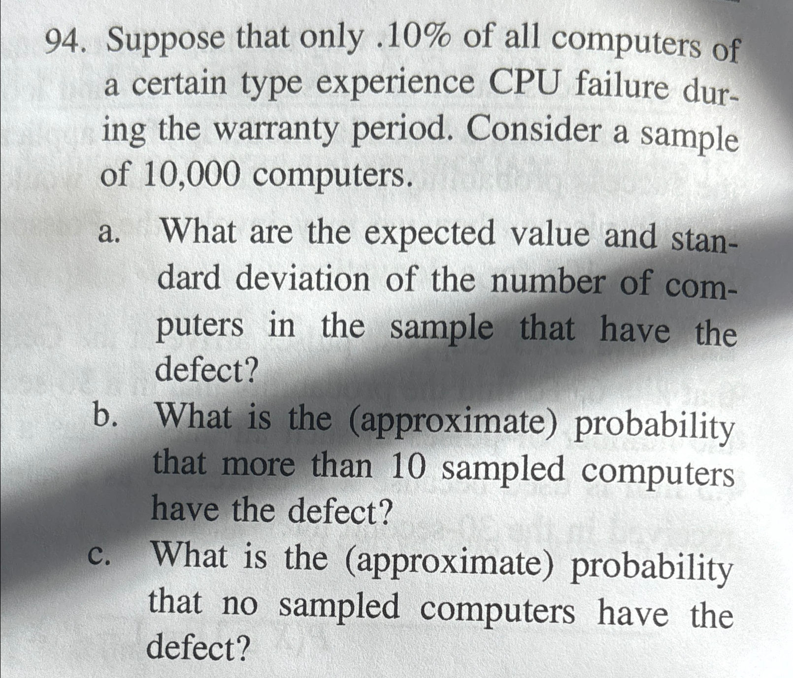 Solved Suppose that only .10% ﻿of all computers of a certain | Chegg.com