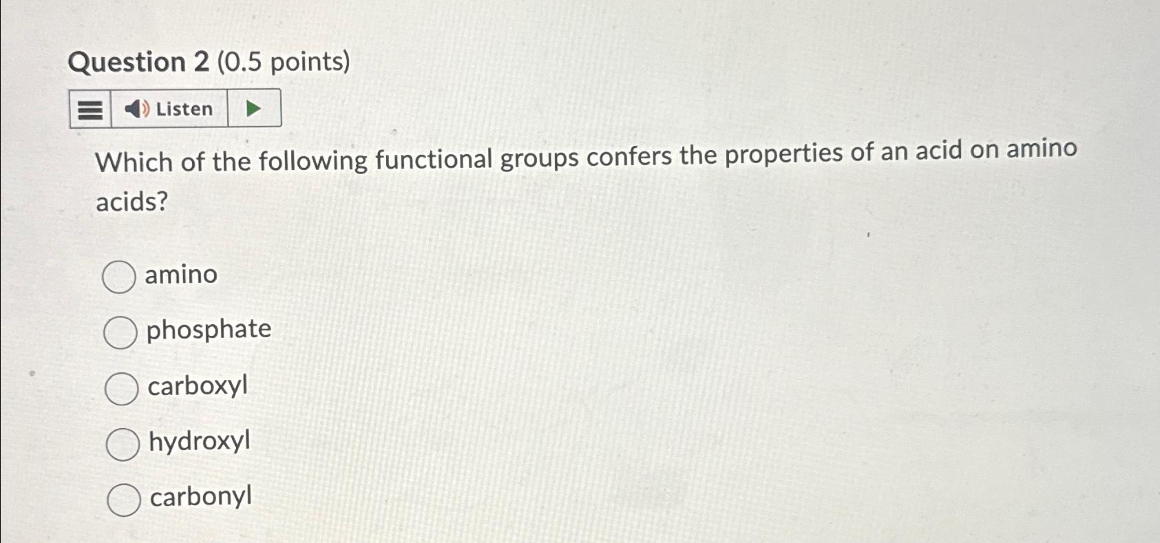 Solved Question 2 ( 0.5 ﻿points)Which of the following | Chegg.com