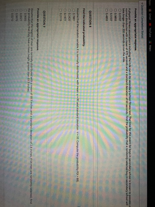 Solved Apps Gmail YouTube Maps Question Completion Status: | Chegg.com