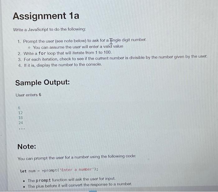 Solved Assignment 1a Write a JavaScript to do the following: | Chegg.com