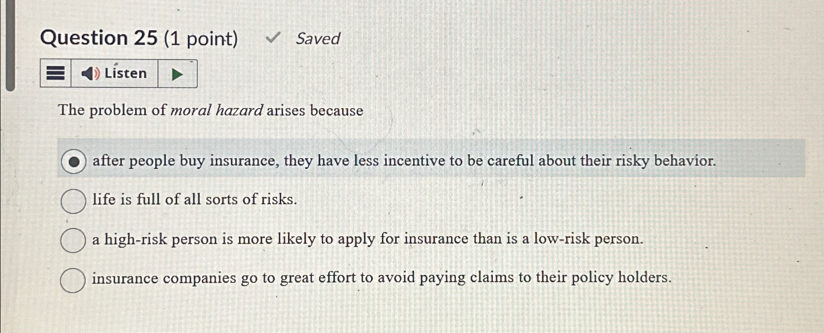 Solved Question 25 (1 ﻿point) ﻿SavedThe problem of moral | Chegg.com