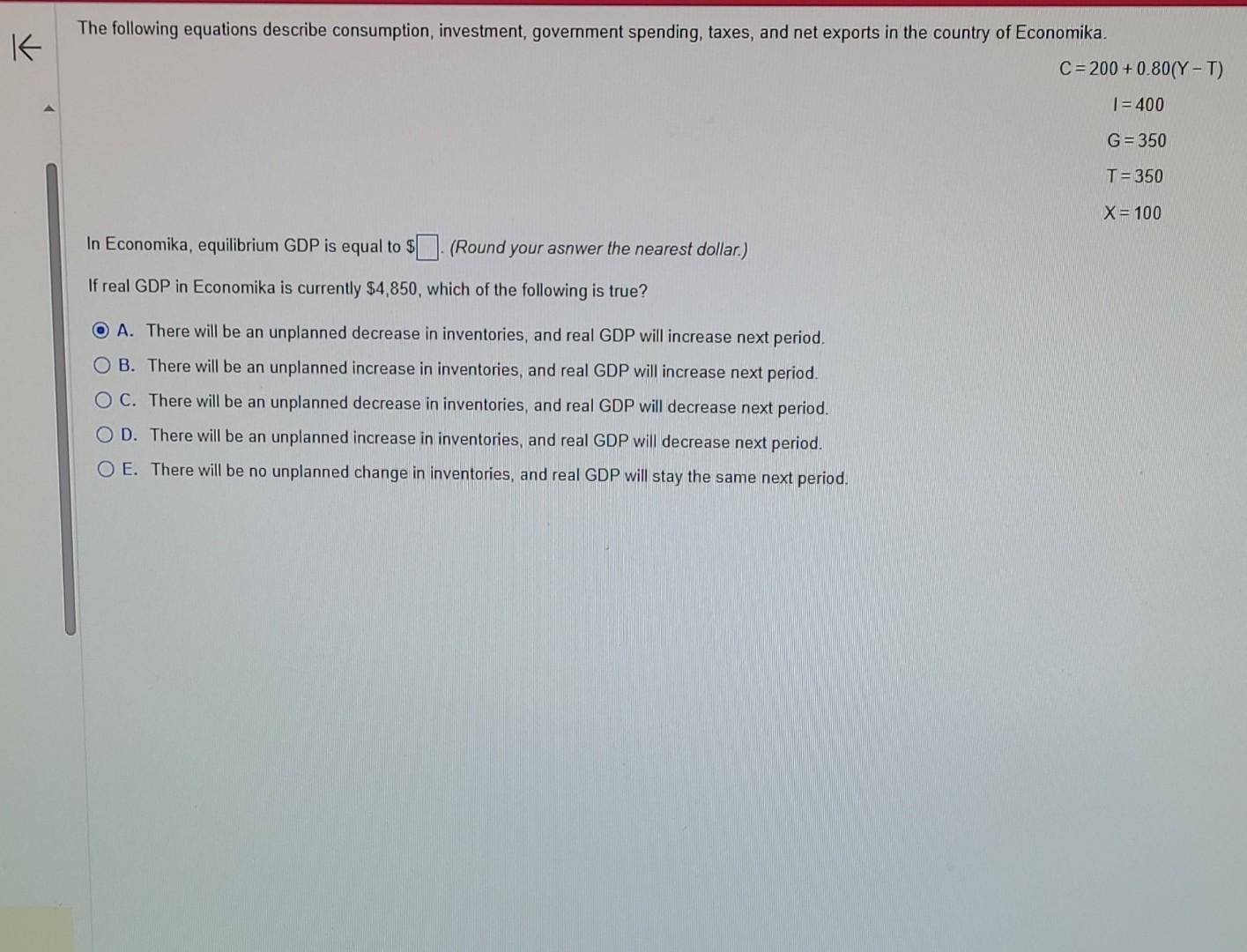 Solved The following equations describe consumption, | Chegg.com