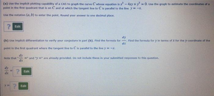 Solved () Use the implicit plotting capability of a CAS to | Chegg.com
