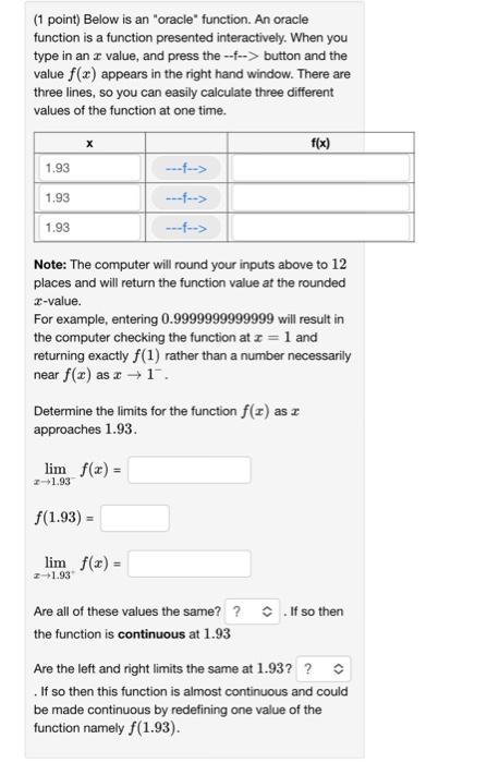 Solved 1 Point Below Is An Oracle Function An Oracle 9345
