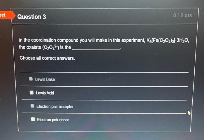Solved In the coordination compound you will make in thls | Chegg.com