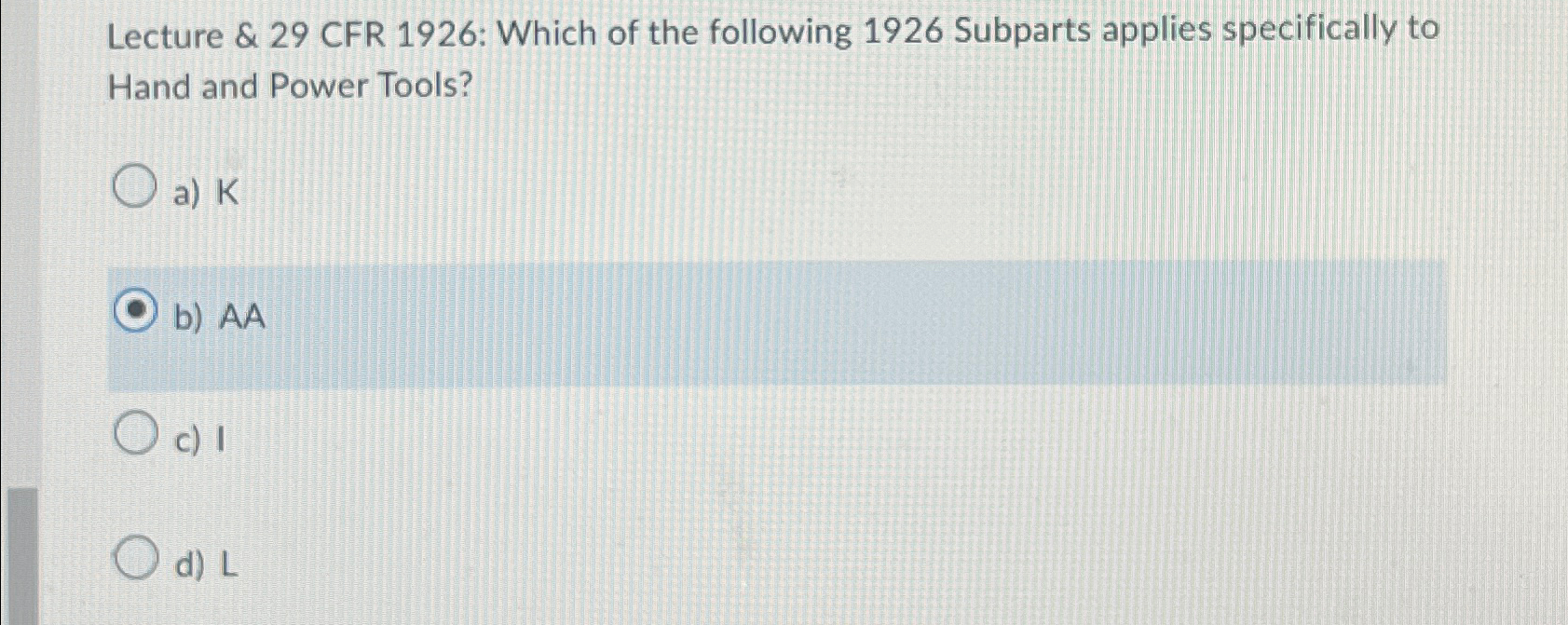 Solved Lecture & 29 ﻿CFR 1926: Which of the following 1926 | Chegg.com