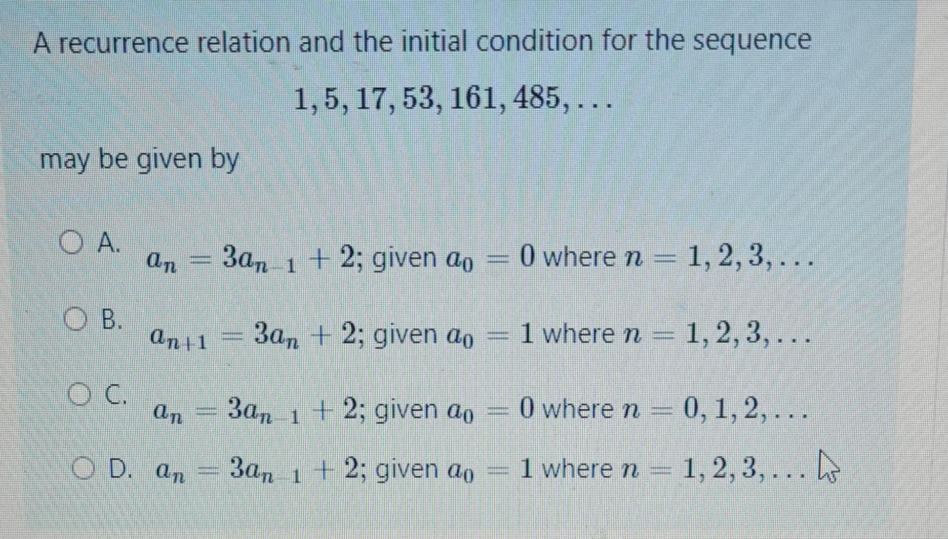 Solved A recurrence relation and the initial condition for | Chegg.com